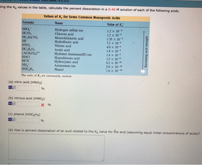 Ka Values And Acids